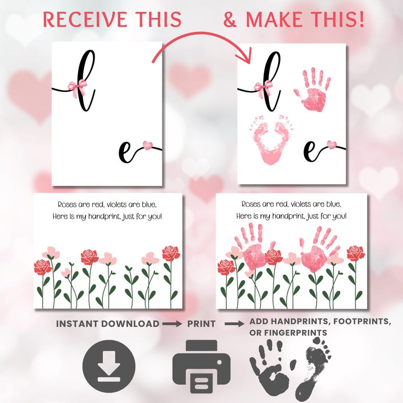 Valentine's Day Handprint Art Footprint Art Printable Handprint Craft ...