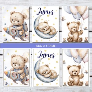 Nursery Wall Art Teddy Bear Theme Custom Baby Name Sign Printable ...