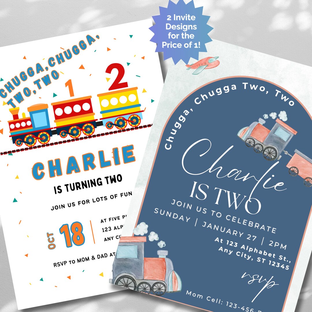 Customizable Birthday Invitation Template, 2nd Birthday Invite, Chugga ...