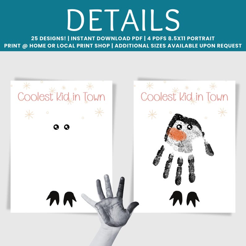 Winter Handprint Art Printable Handprint Craft Toddler Printable Wall ...