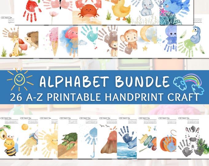 Alphabet Printable Handprint Art Templates - Alphabet Handprint ART PDF ...