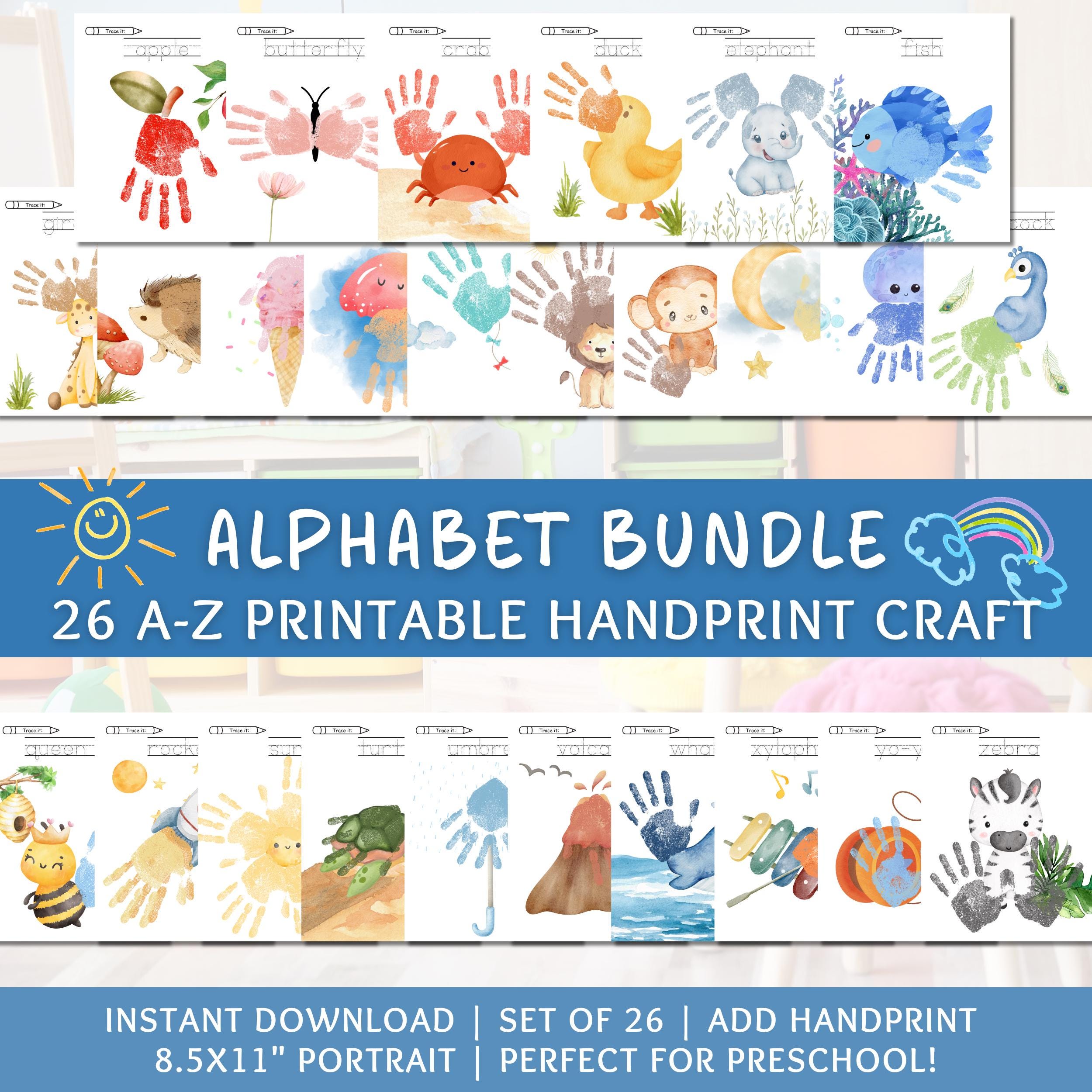 Kids Handprint Art Alphabet Activity Printable Preschool Craft Baby ...