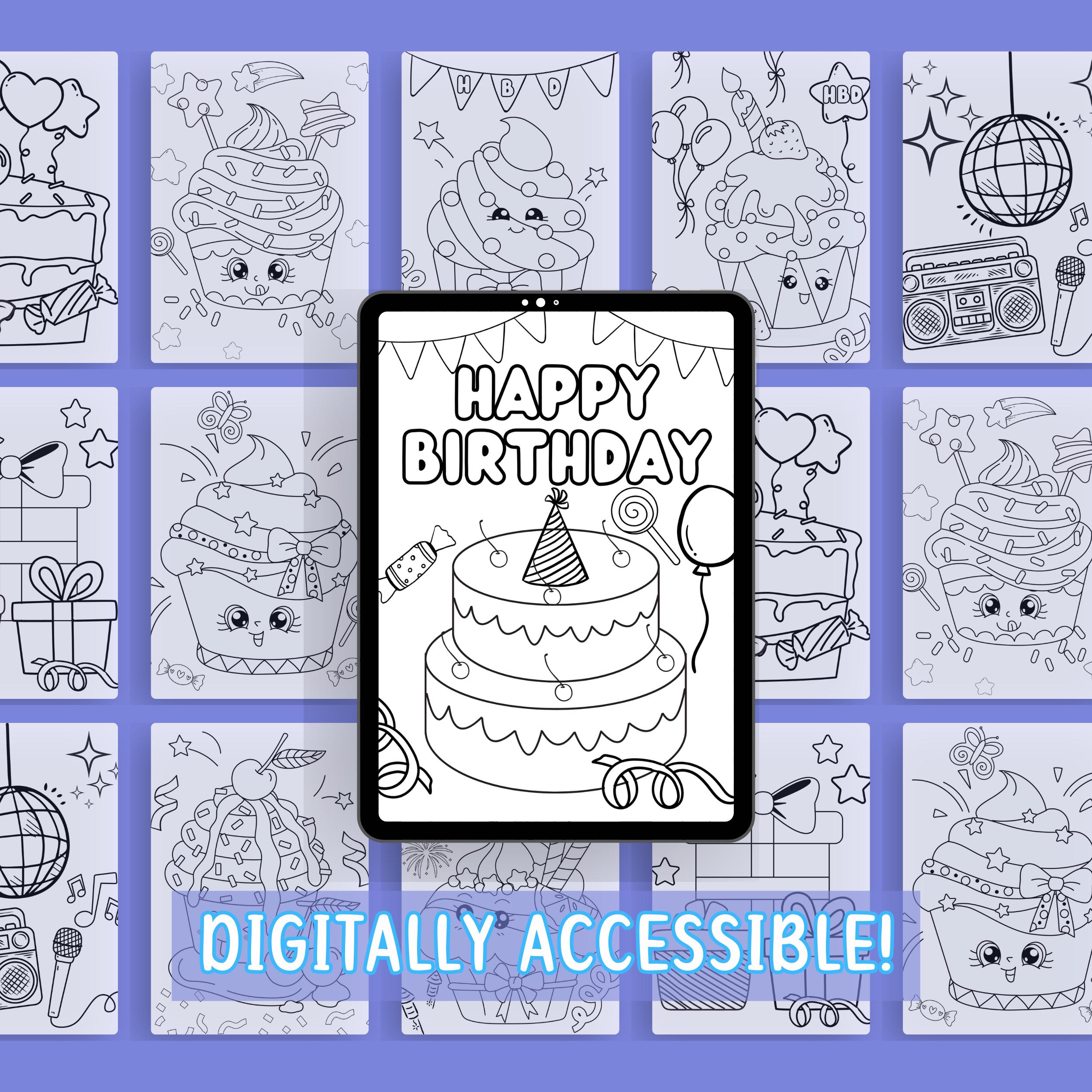 Birthday Coloring Book Printable Birthday Party Favor Birthday Coloring ...