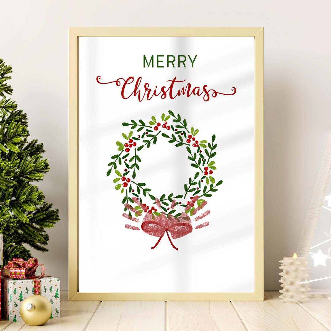 Christmas Handprint Wreath Printable DIY Holiday Handprint Craft ...