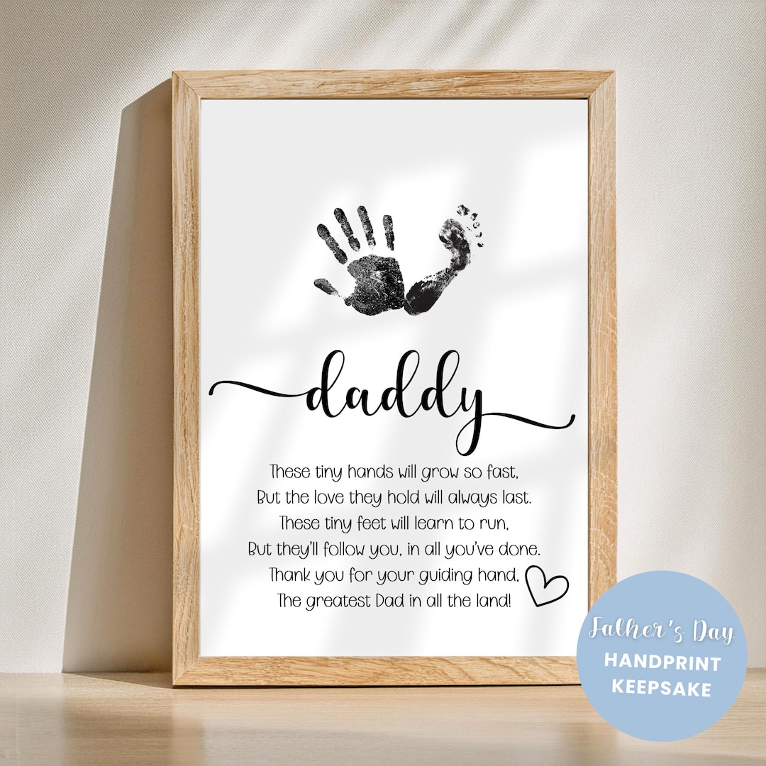 Fathers Day Handprint Art Print Poem, Gift for Dad Baby Keepsake Craft ...
