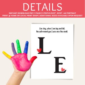 LOVE Valentine's Day Handprint Art Craft, DIY Handprint Printable ...