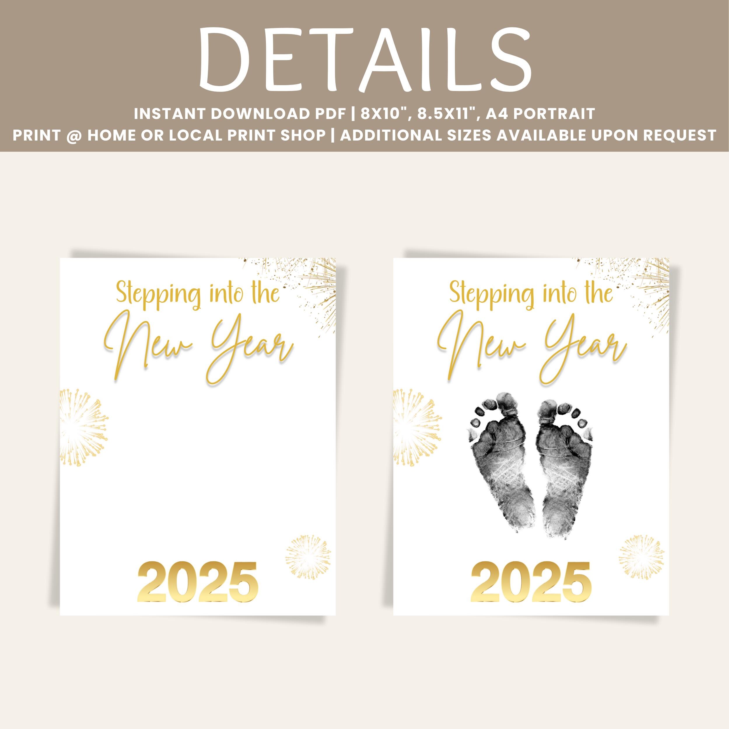 New Year Footprint Art Printable Handprint Craft DIY Instant Download ...