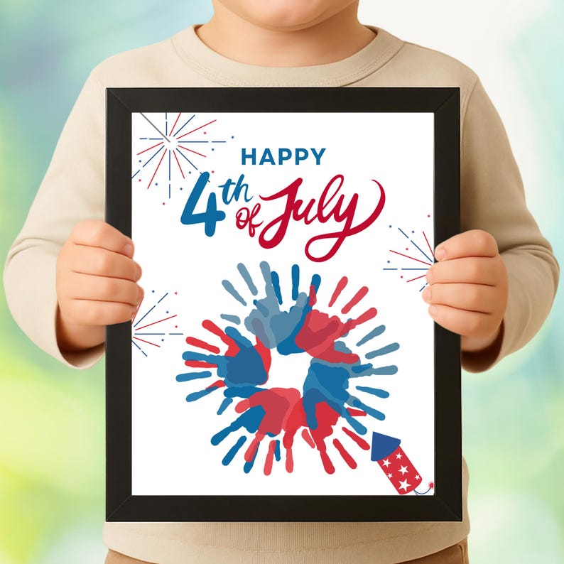 4th of July Handprint Art Kids DIY Fourth of July Handprint Craft ...