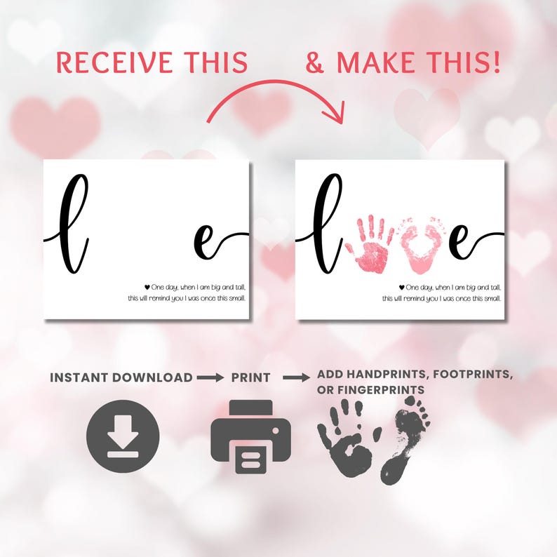 Love Handprint Art Sign Printable Gift for Mom Quote Art Baby Footprint ...