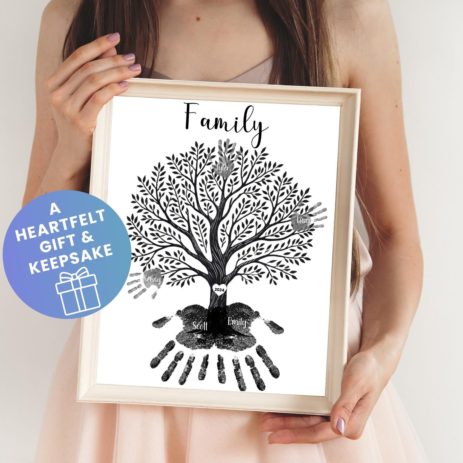 Family Tree Handprint Art Printable Thumbprint Craft Printable DIY Gift ...