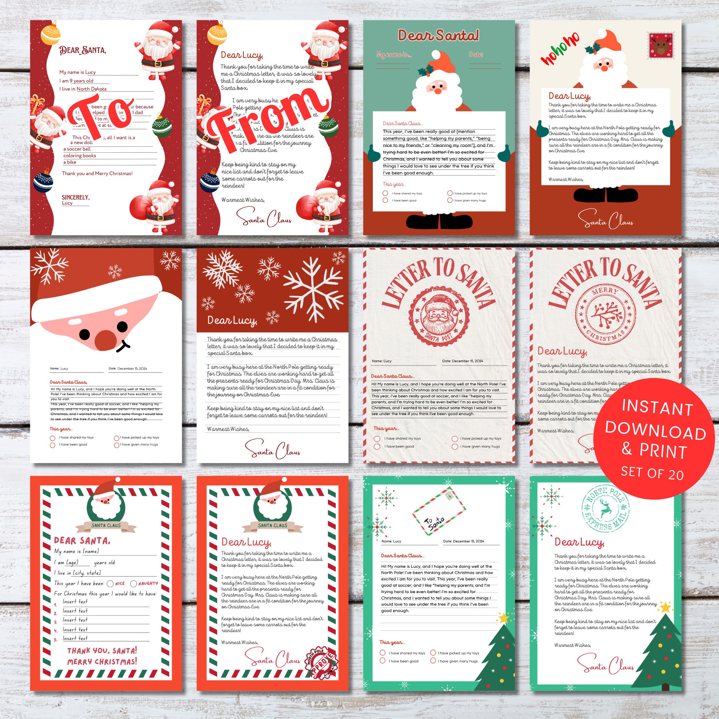 Letter to Santa Printable Template Bundle for Kids Christmas Gifts for ...