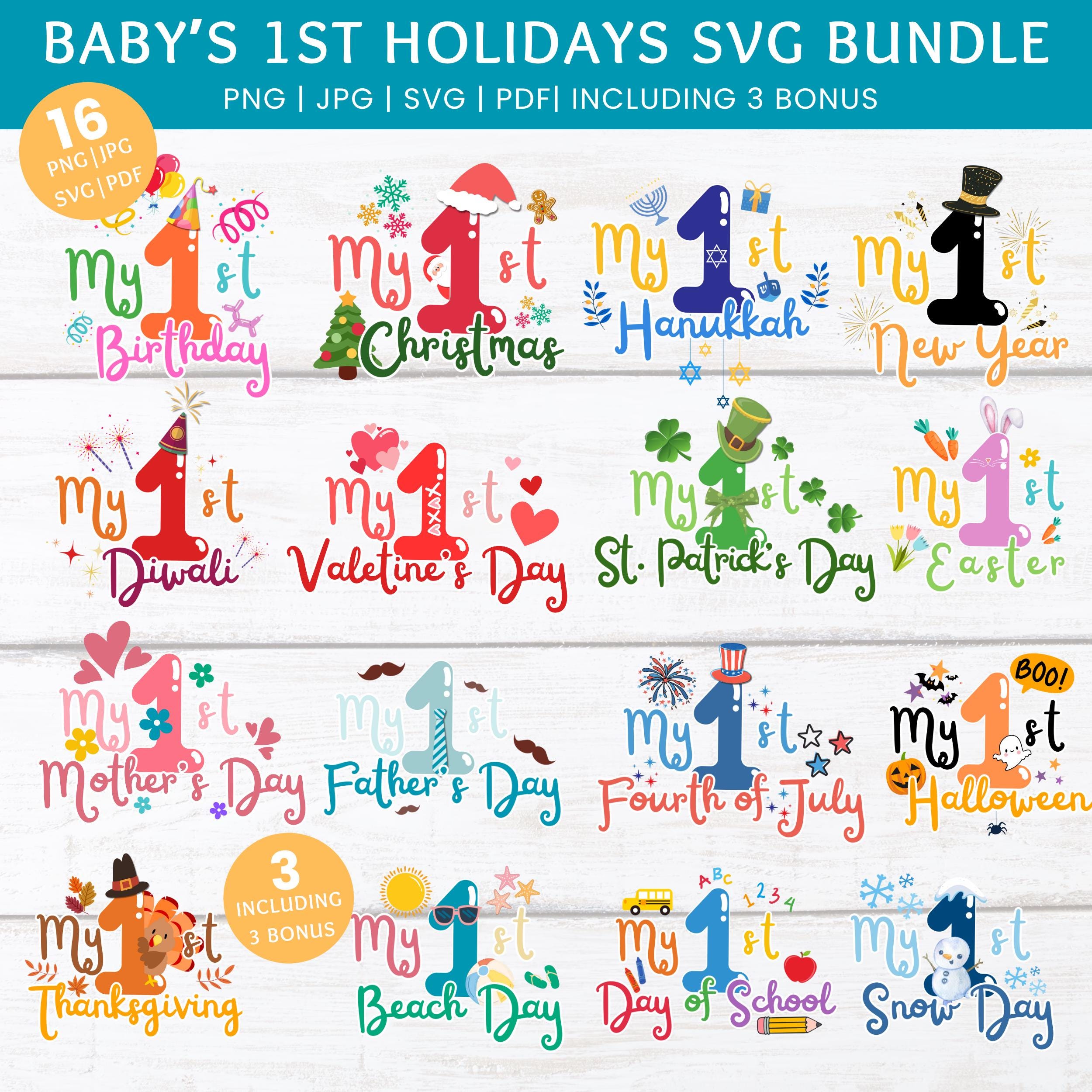 My First SVG Bundle Pack, Babys First Christmas, Babys First Birthday ...