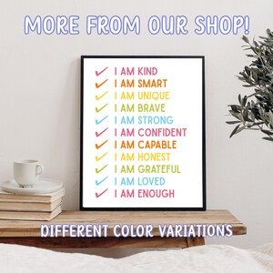 Kids Affirmation Printable Wall Art Affirmations for Kids Educational ...