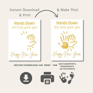 New Year Handprint Art Handprint Craft Bundle DIY Printable Footprint ...