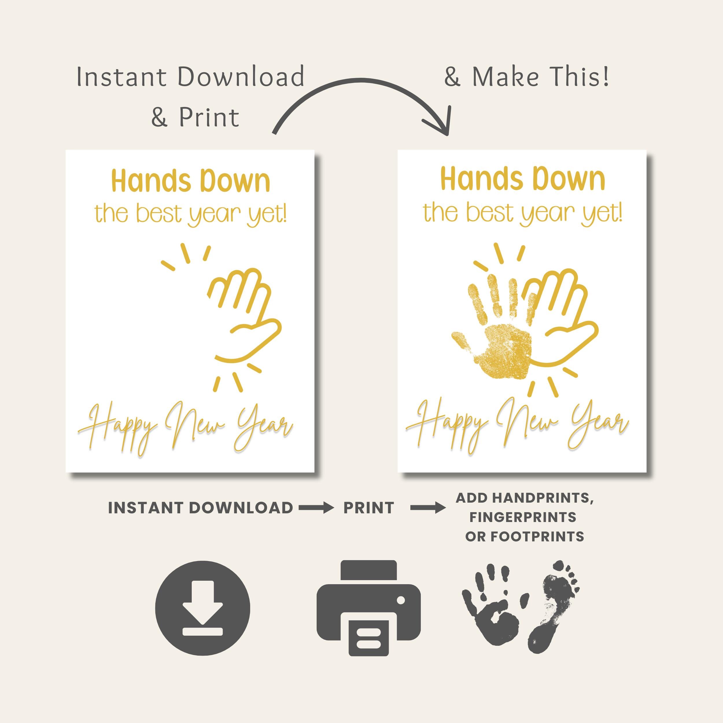 New Year Handprint Art Handprint Craft Bundle DIY Printable Footprint ...