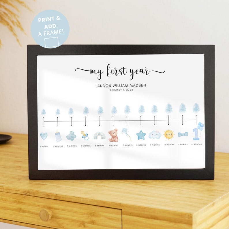 Babys First Year Fingerprint Milestone Timeline Craft, Printable ...