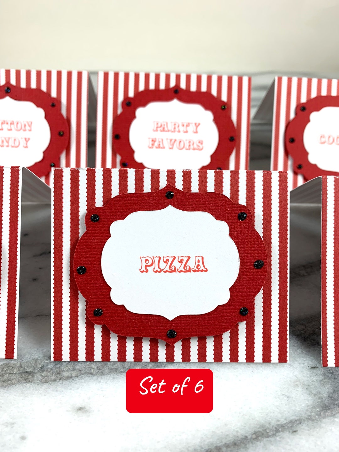 Circus/carnival Buffet Cards Set of 6~movie, Place Cards, - Etsy
