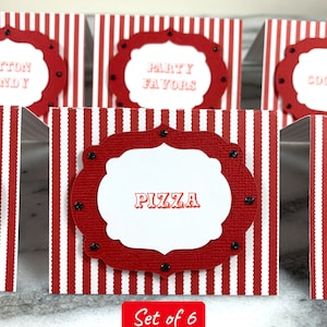 Circus/carnival Buffet Cards Set of 6~movie, Place Cards, - Etsy