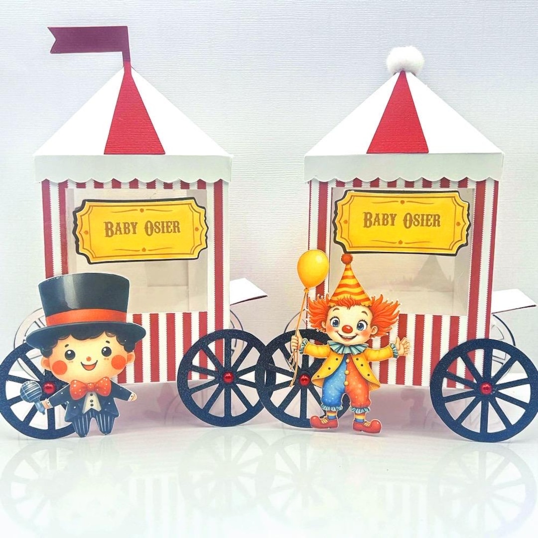 Personalized Circus Favor Box: Assembled Treat Cart, Baby Shower ...
