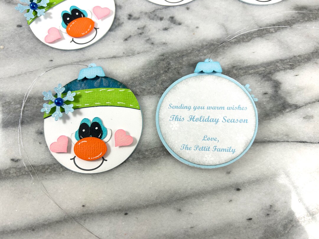 Snowman Ornament Gift Tags, Set of 8, Christmas Gift Tag, Holiday Gift ...