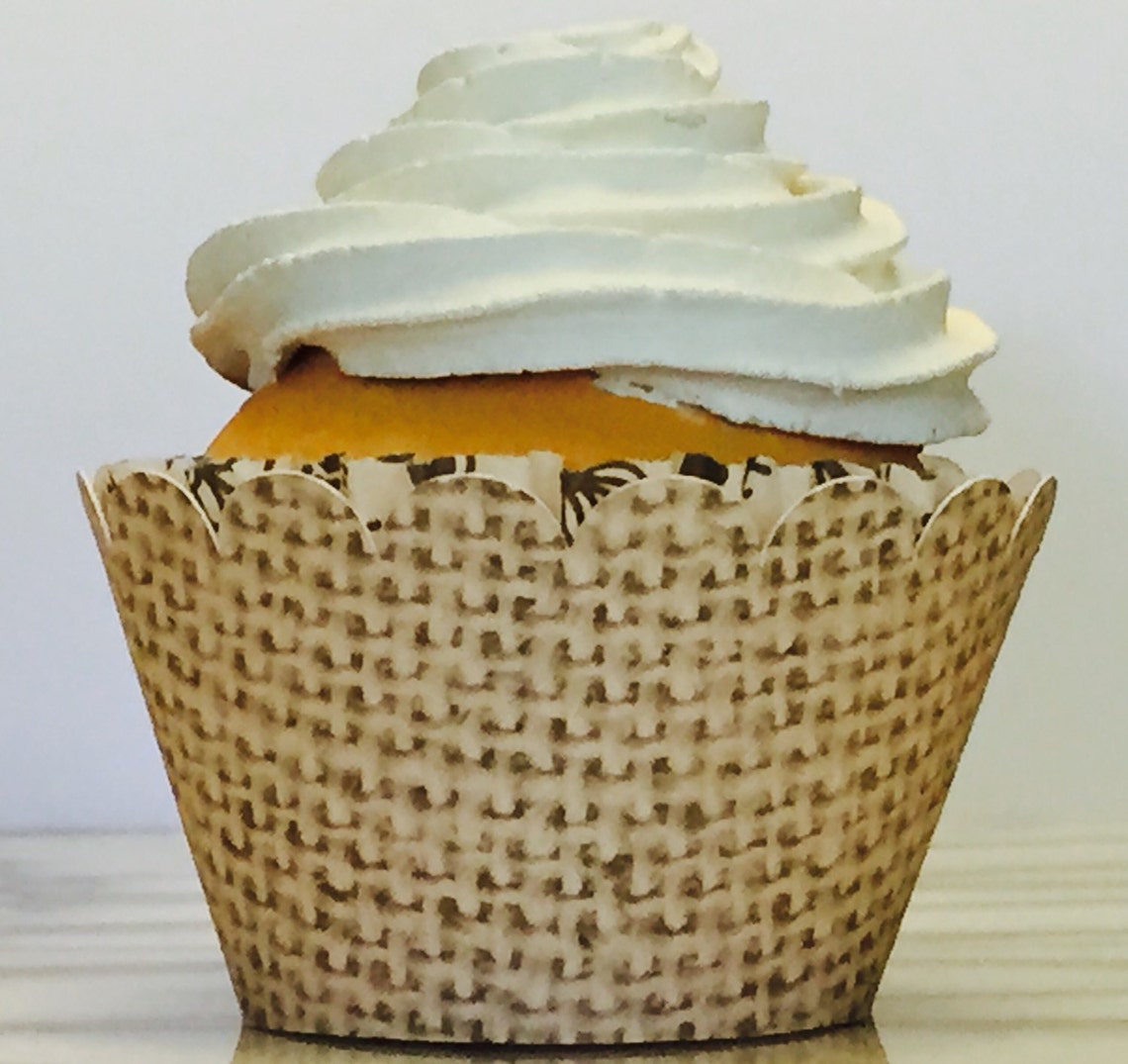 Cupcake Wrappersburlap Cupcake Wrappers Set of 12 Rustic - Etsy