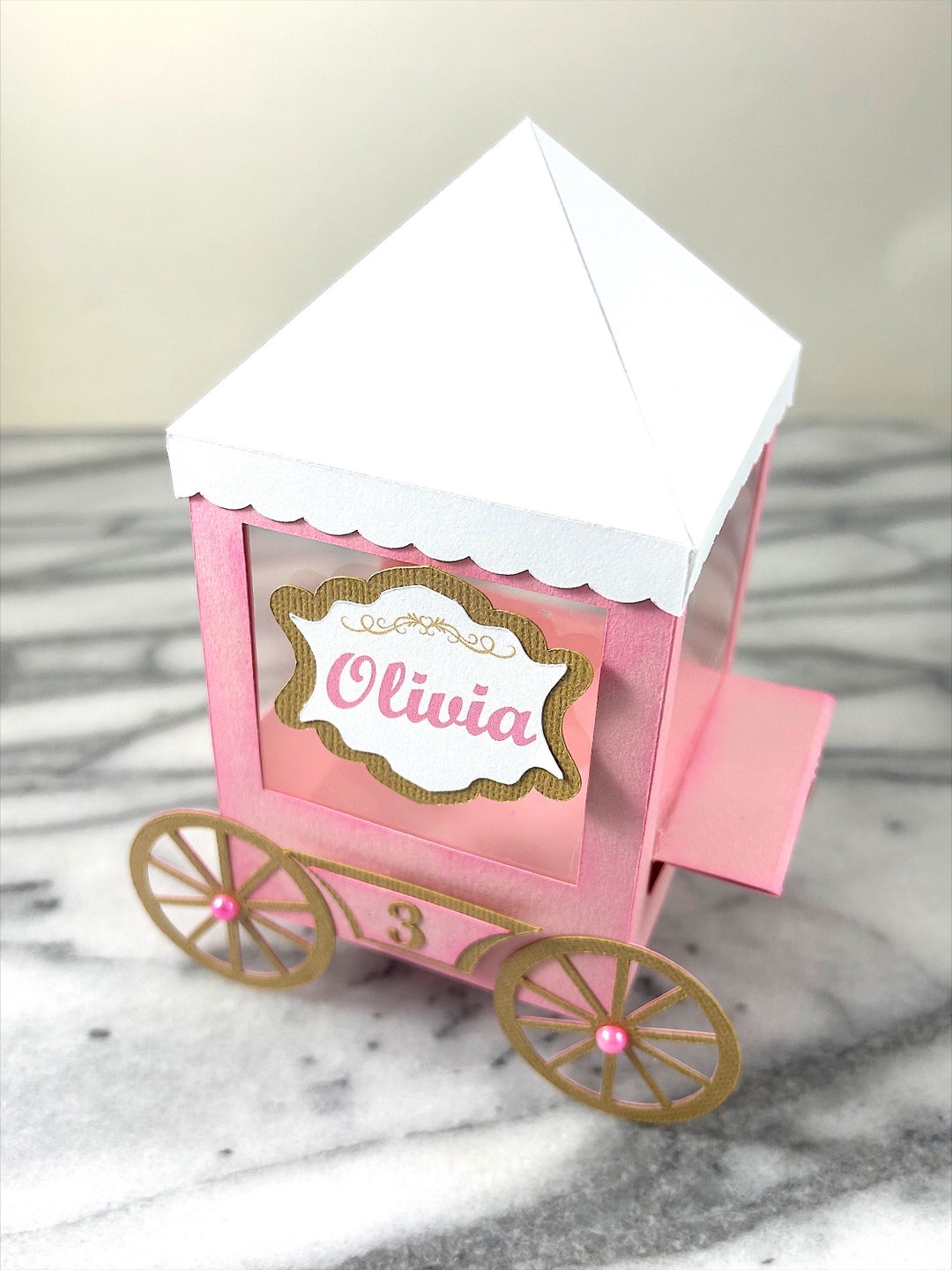 Pastel Pink Popcorn Cart Favor Box: Personalized Treat Box - Etsy