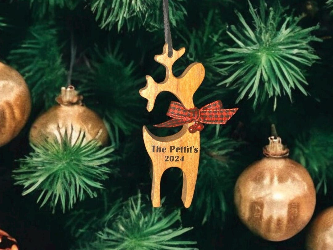 Reindeer Ornament Made From Solid Cherry or Maple Wood, Christmas Tree ...