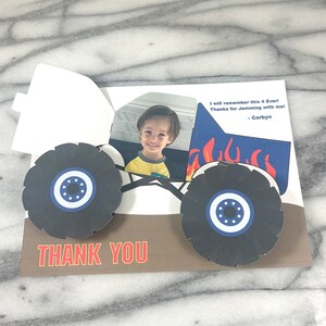 Monster Truck Thank You Card With Wobbling Wheels and Child's Photo ...