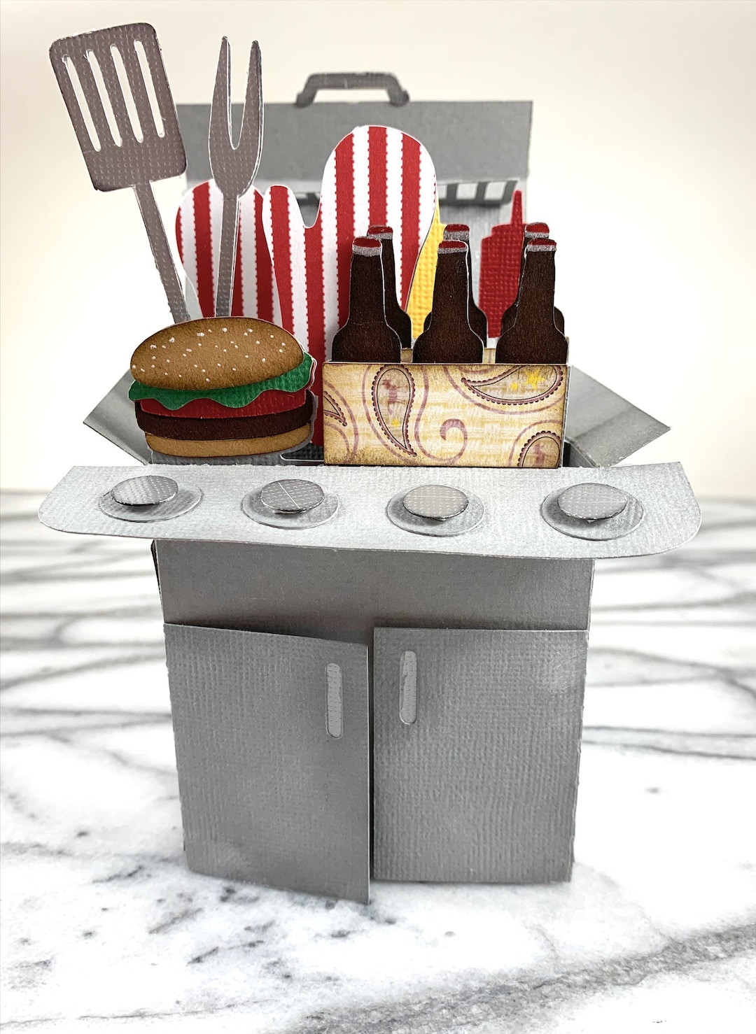 BBQ Grill Box Card, Father's Day, Birthday, Congratulations, Thank You ...