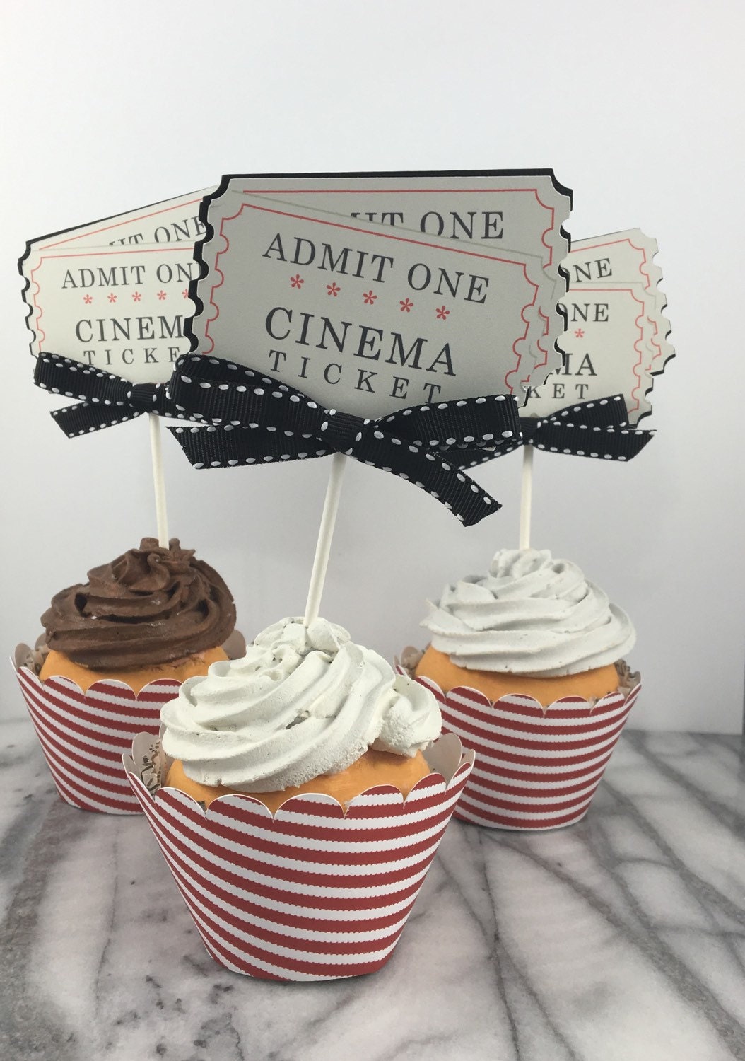 Movie Night Ticket Cupcake Toppers - Set of 12 - Etsy