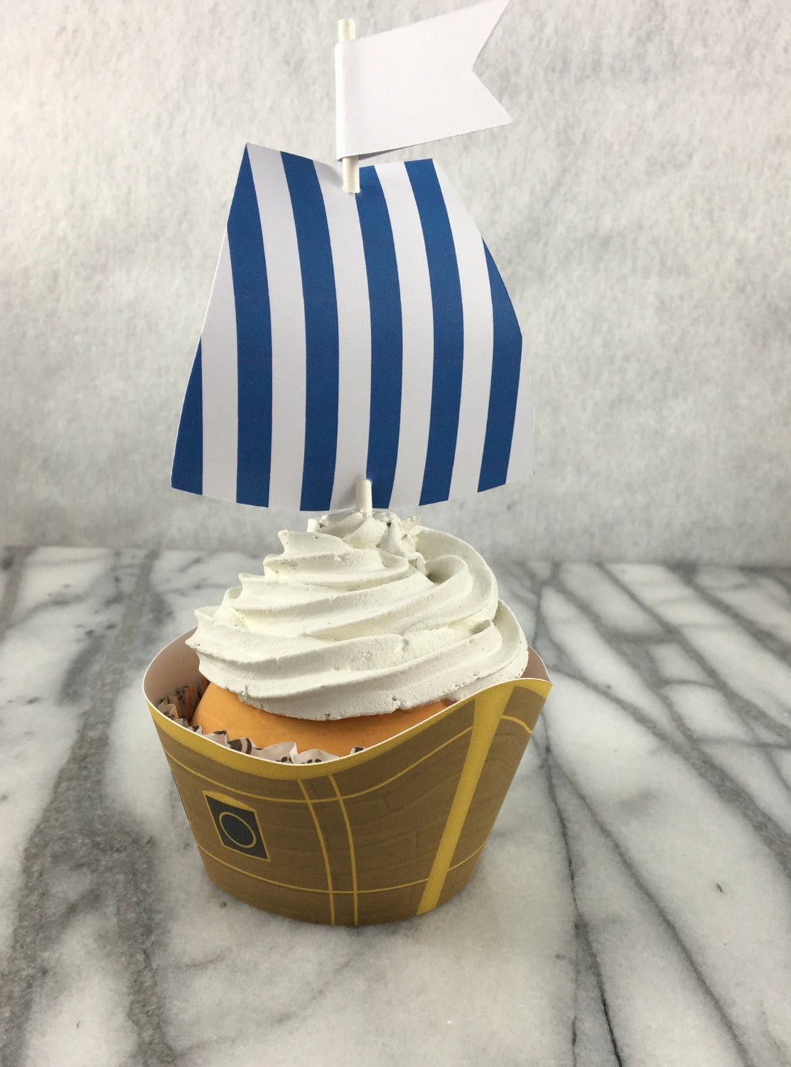 Pirate Ship Cupcake Wrappers and Toppers Set of 12 Treasure | Etsy