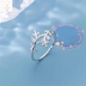 Leaf Ring for Her - Adjustable Minimalist Gold / Silver Leaf Ring - Perfect Mother's Day Gift ...