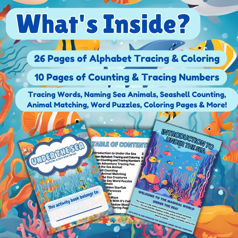 Under the Sea Activity Book for Kids Printable Under the Sea Themed ...