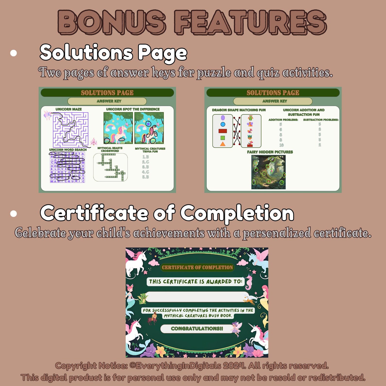 Mythical Creatures Adventure Summer Activity Busy Book Printable ...