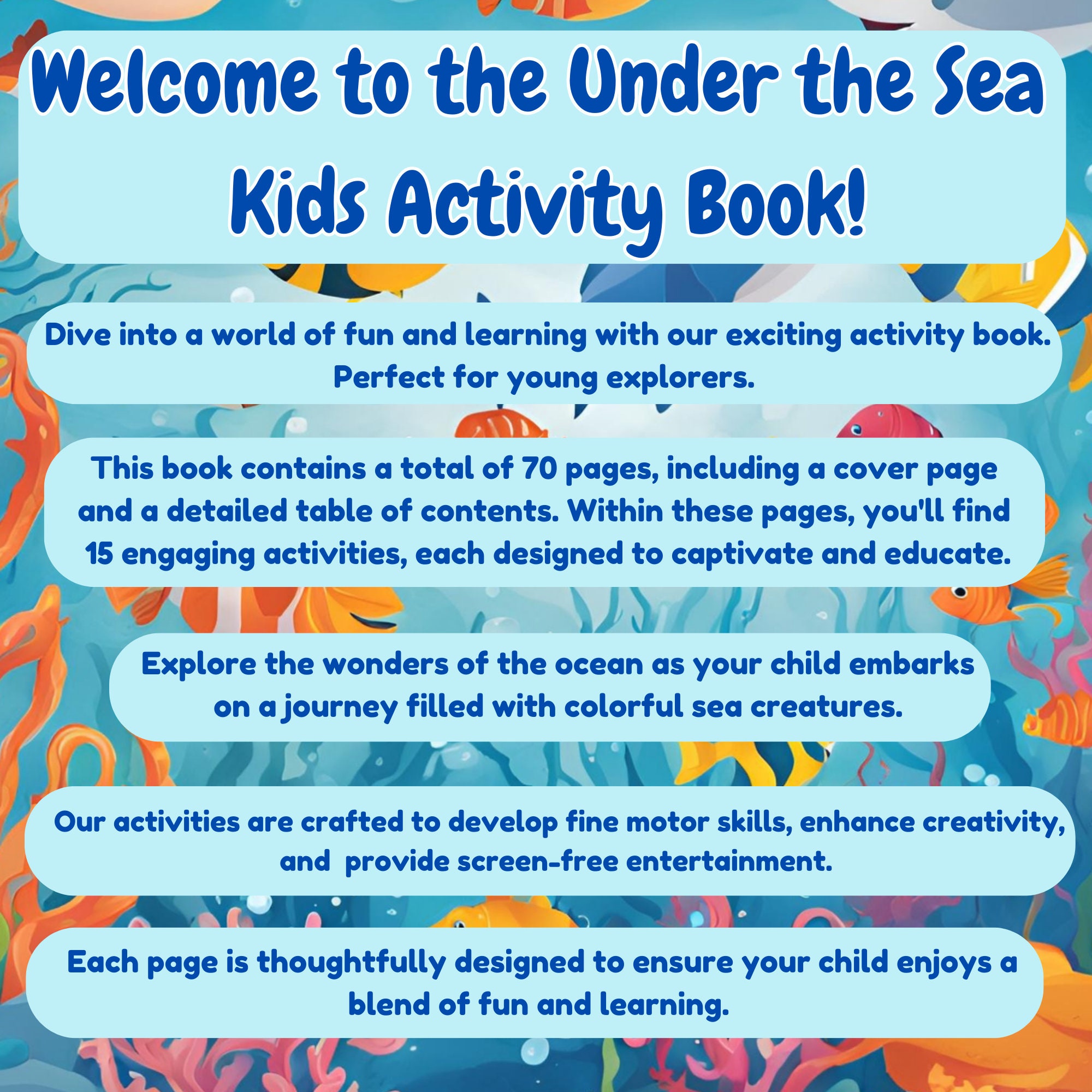 Under the Sea Activity Book for Kids Printable Under the Sea Themed ...