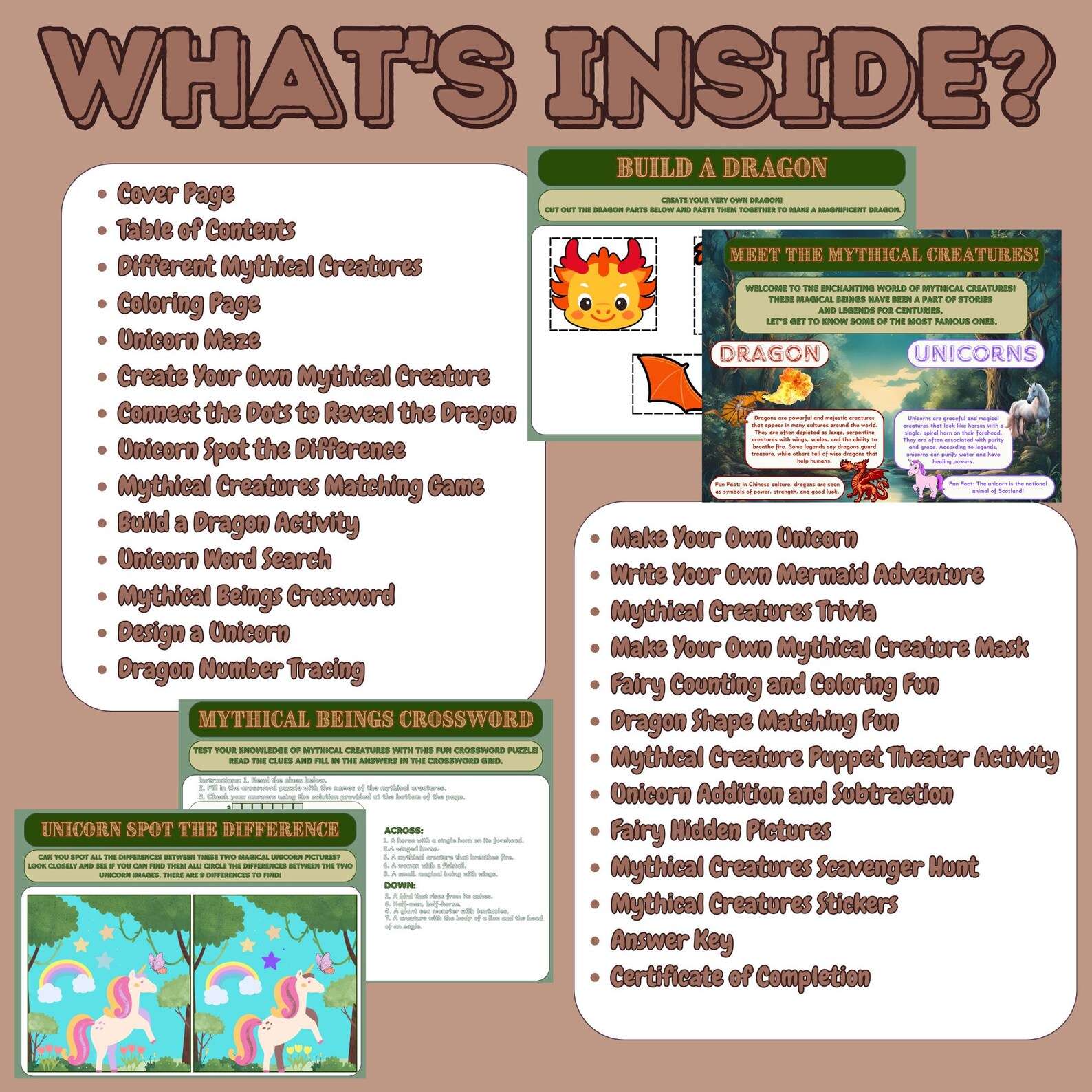 Mythical Creatures Adventure Summer Activity Busy Book Printable ...