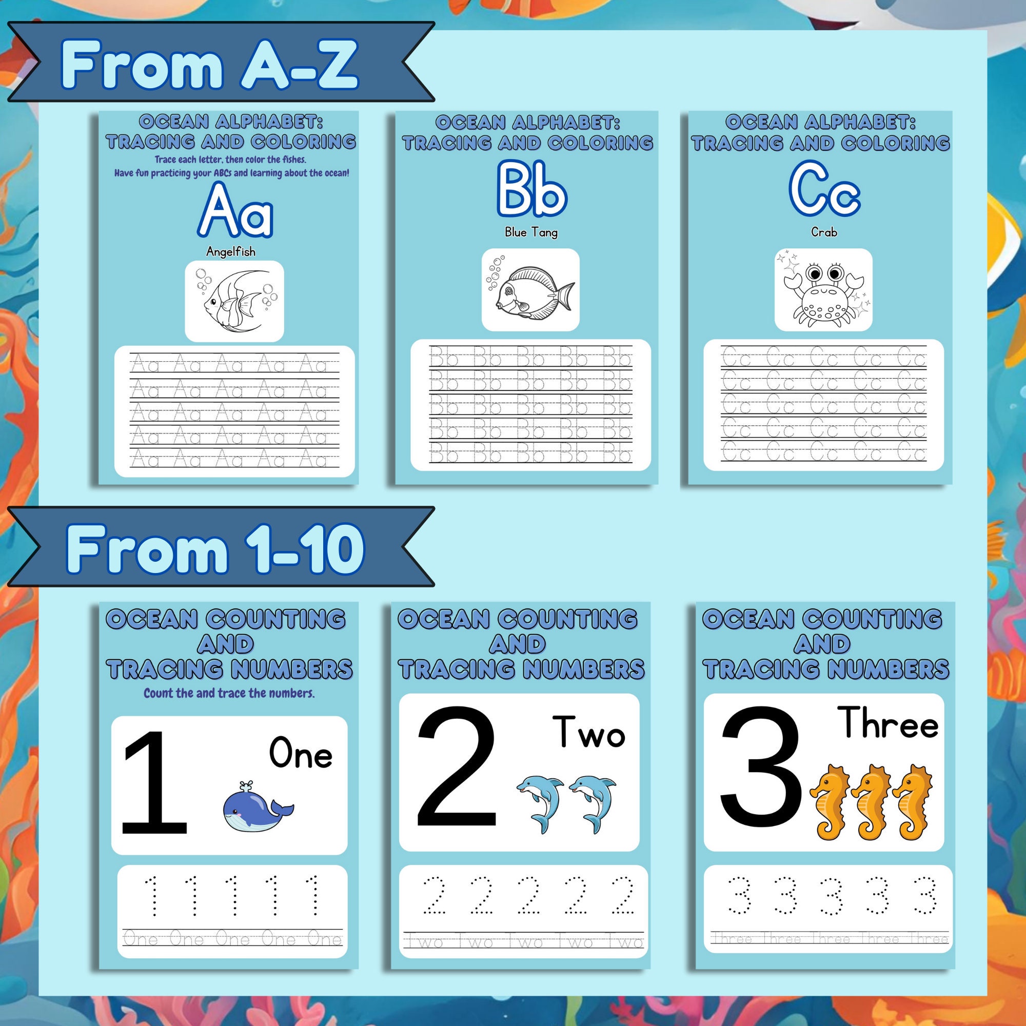 Under the Sea Activity Book for Kids Printable Under the Sea Themed ...
