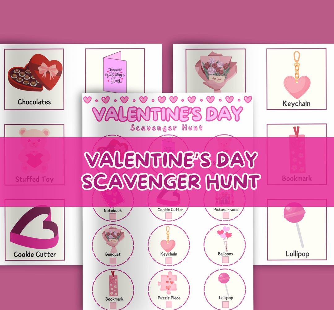 Valentine's Day Scavenger Hunt Printable With Cards to Hide for Kids ...