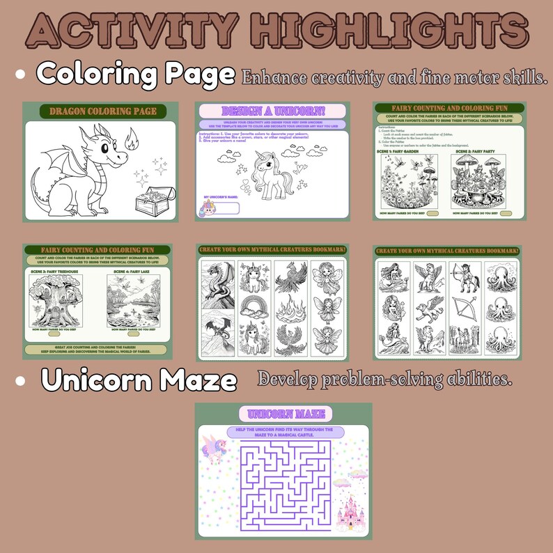 Mythical Creatures Adventure Summer Activity Busy Book Printable ...