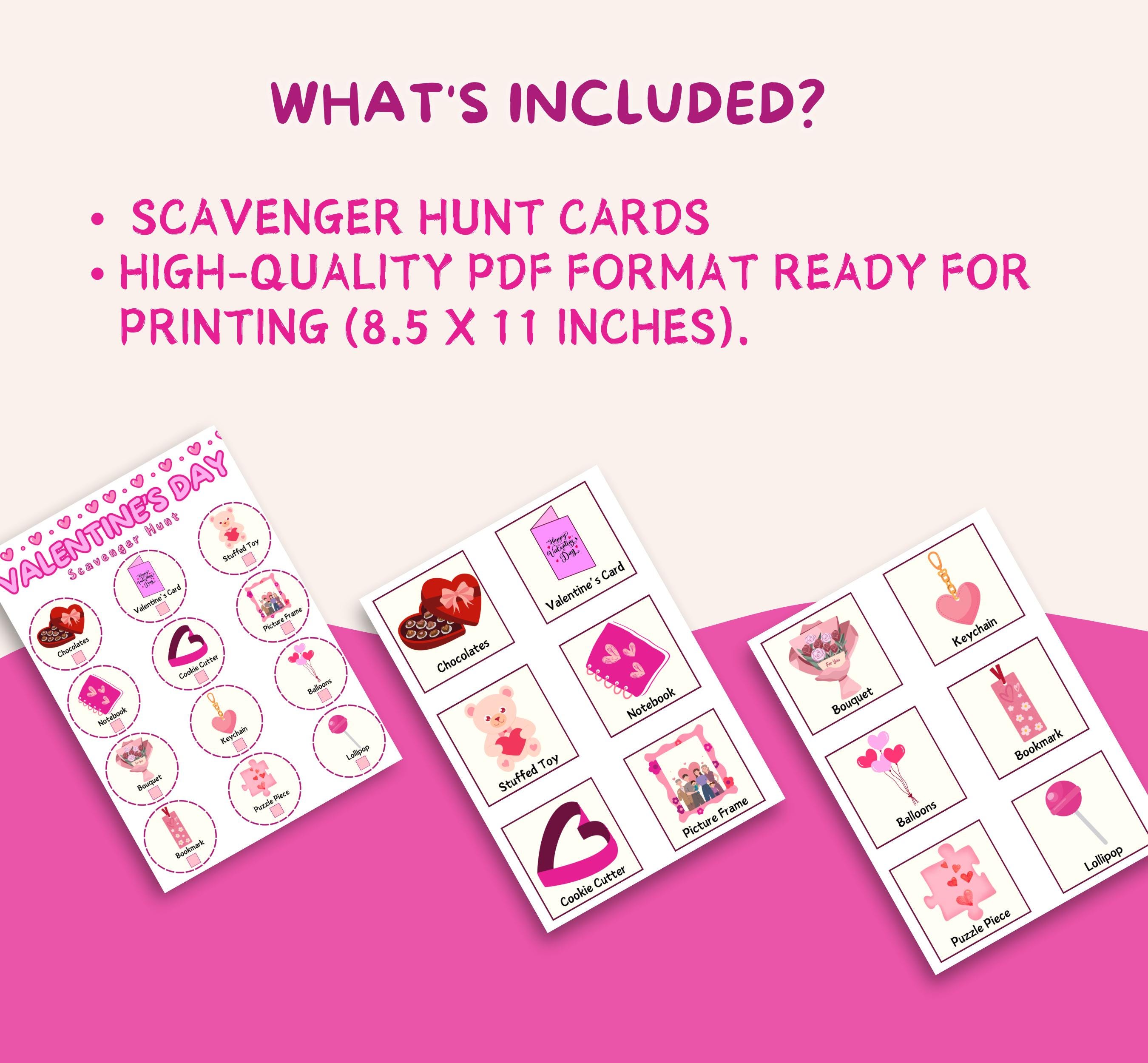 Valentine's Day Scavenger Hunt Printable With Cards to Hide for Kids ...