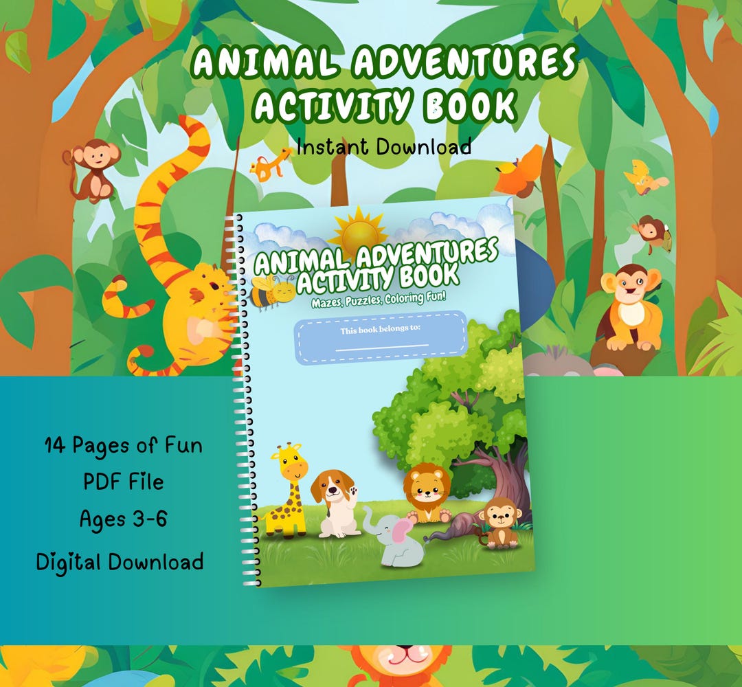 Animal Adventures Activity Book for Kids - Animal Activity Book, Animal ...