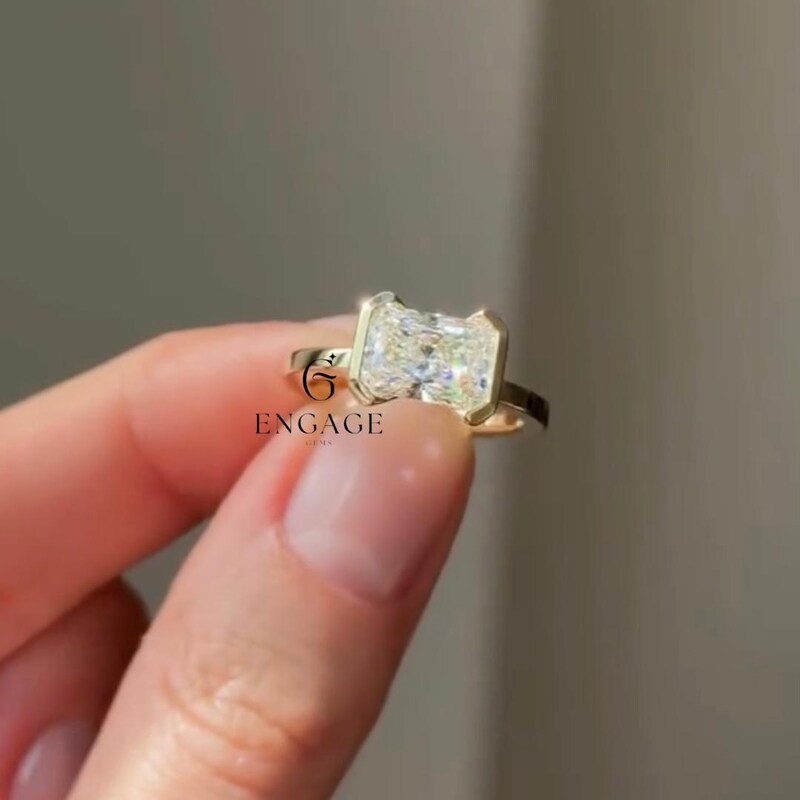 East West Semi Bezel Ring - Etsy