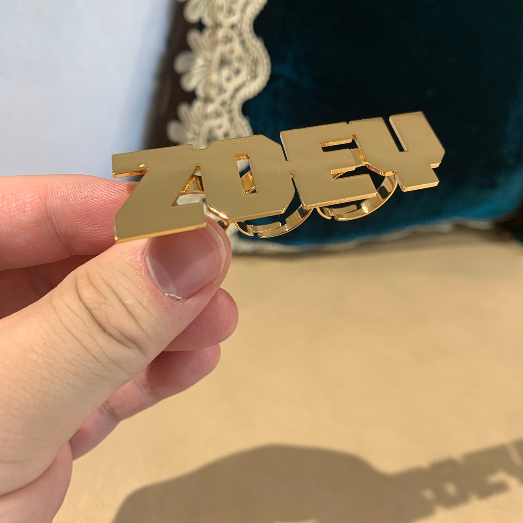 Custom Fingers Name Ring, Nameplate Ring, Personalized Pro Font Name ...