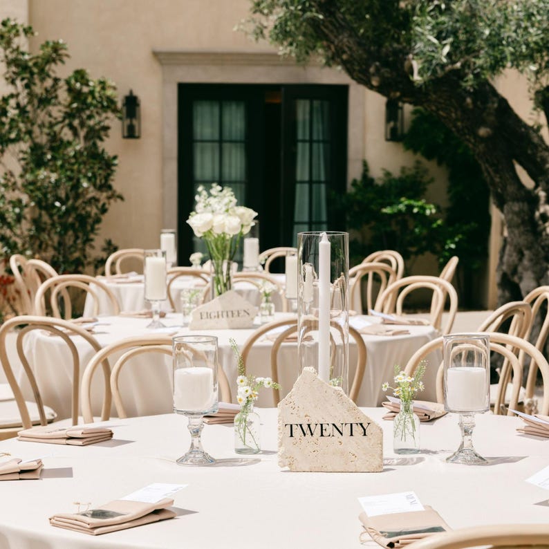 Travertine Wedding Table Numbers: Elegant Rustic Reception Decor - Etsy