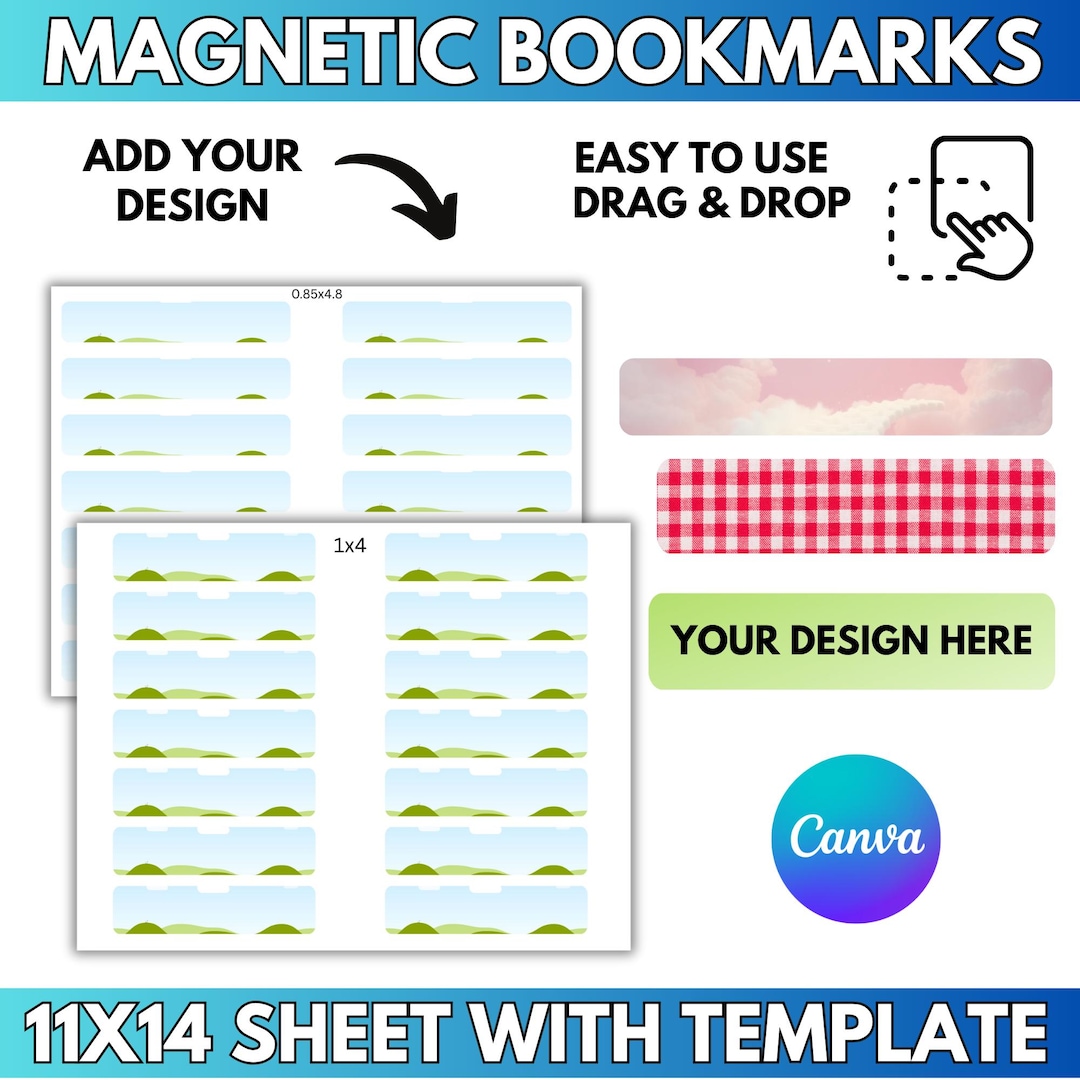 Magnetic Bookmark Canva Template: Printable Personalized Bookmarks - Etsy
