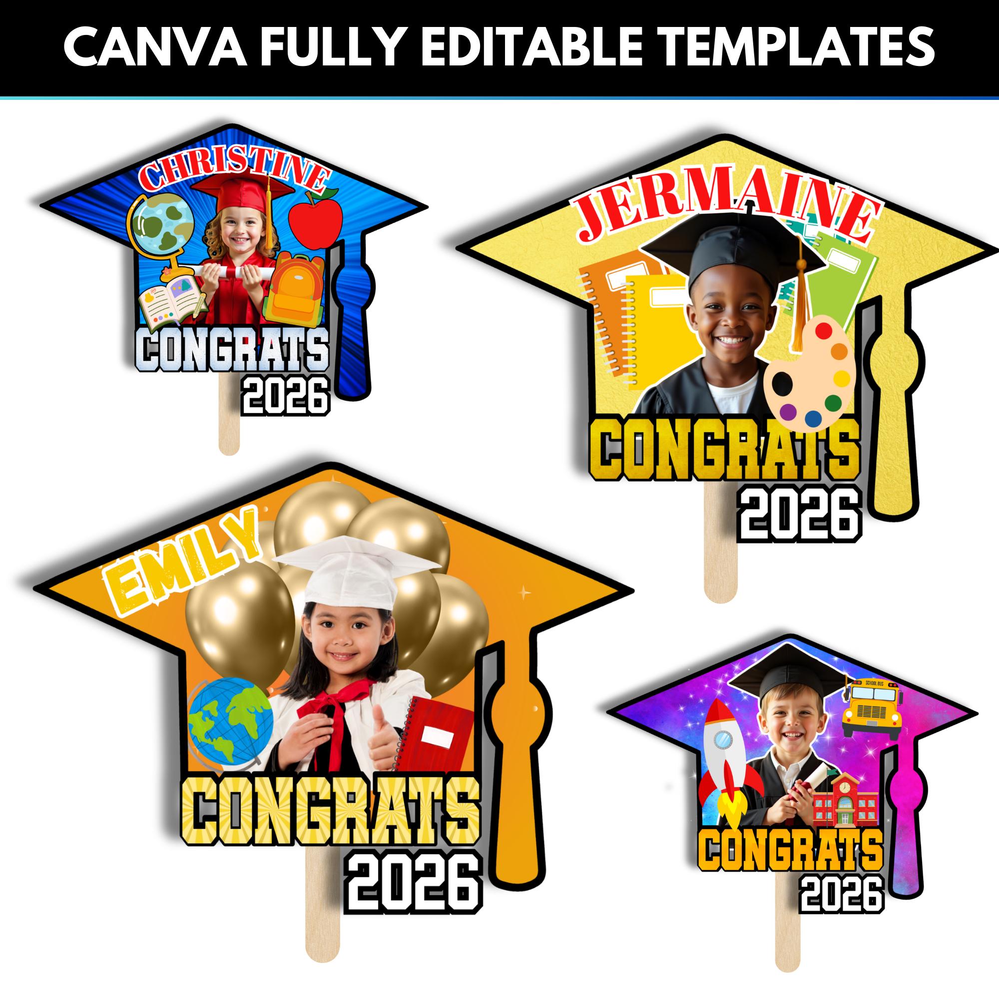 Kids Graduation Fan Template: 2026 Pre-k School Elementary Fan Canva ...