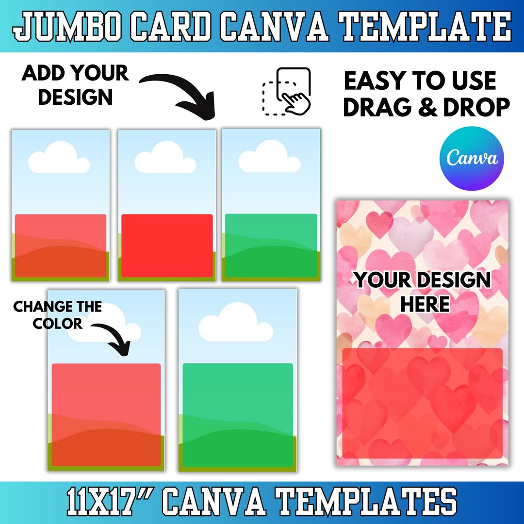 Jumbo Card Canva Editable Template: Blank Gift Card Templates ...