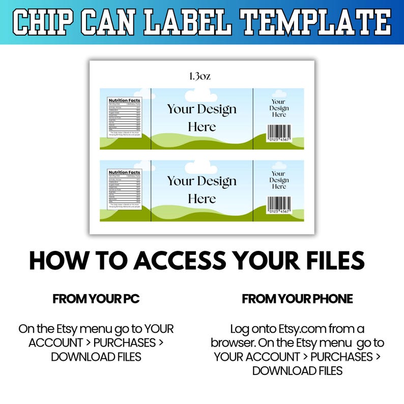 Chip Can Label Canva Template: Chips Can Frame, Editable Party Favor ...