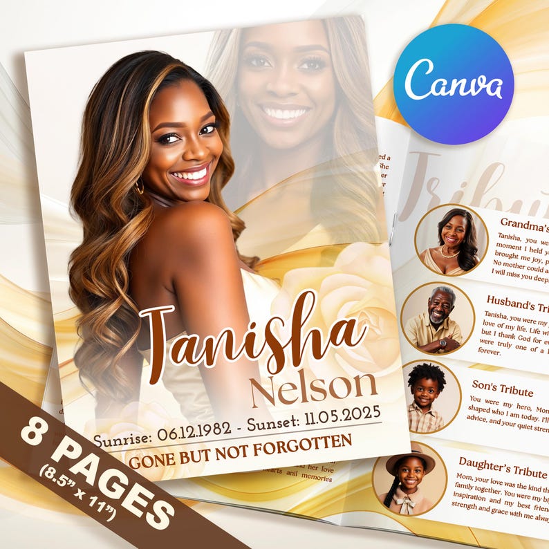 Celebration of Life Program Template: 8-page Memorial Booklet (PDF ...