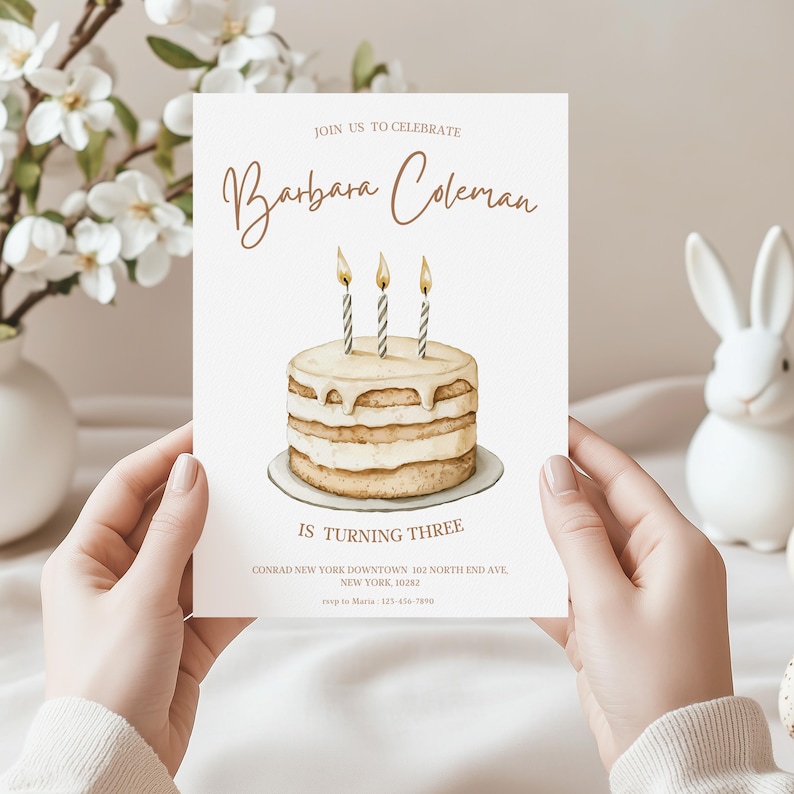 Boho Watercolor Birthday Invitation Bundle: Editable Canva Template ...